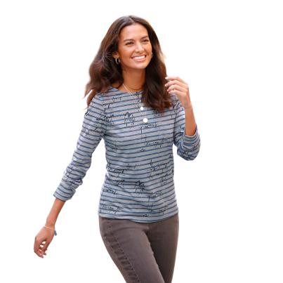 collection L Damen-Shirt grau/blau | 123.live